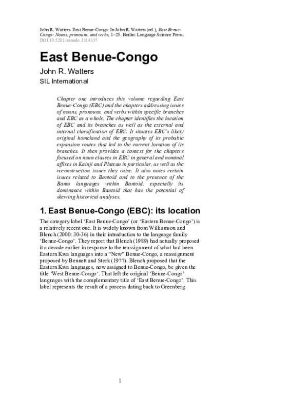 (PDF) East Benue-Congo