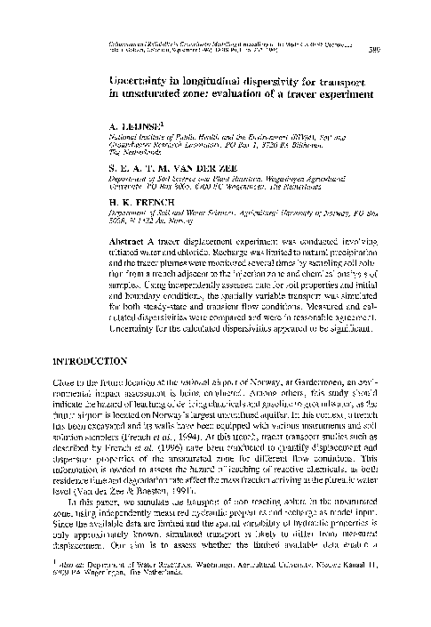 (PDF) Uncertainty in longitudinal dispersivity for transport in ...
