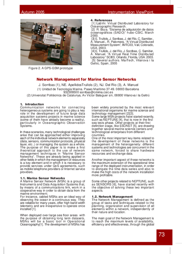 (PDF) Network management for marine sensor networks