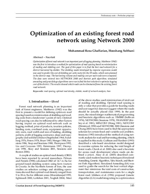 (PDF) Optimization of an existing forest road network using Network 2000