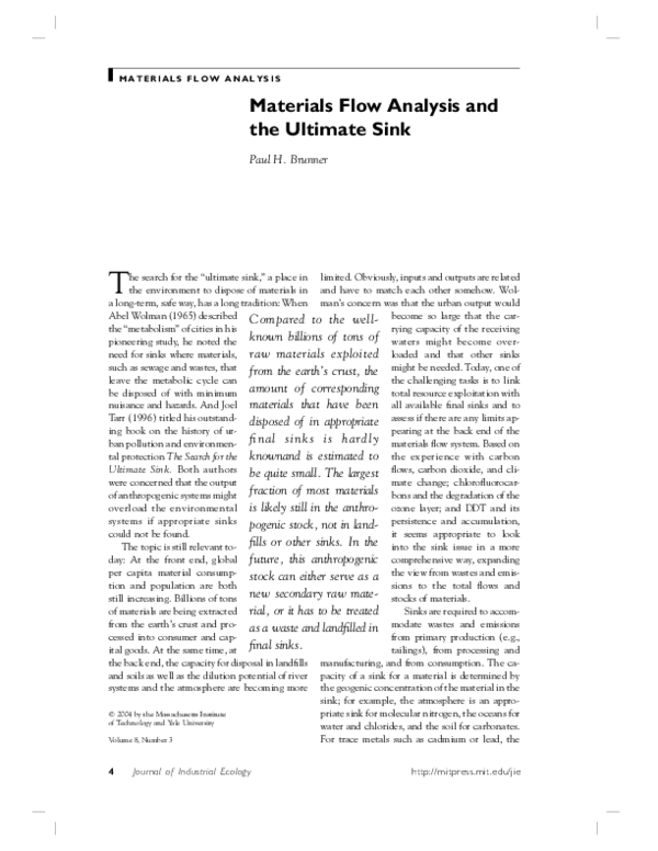(PDF) Materials Flow Analysis and the Ultimate Sink