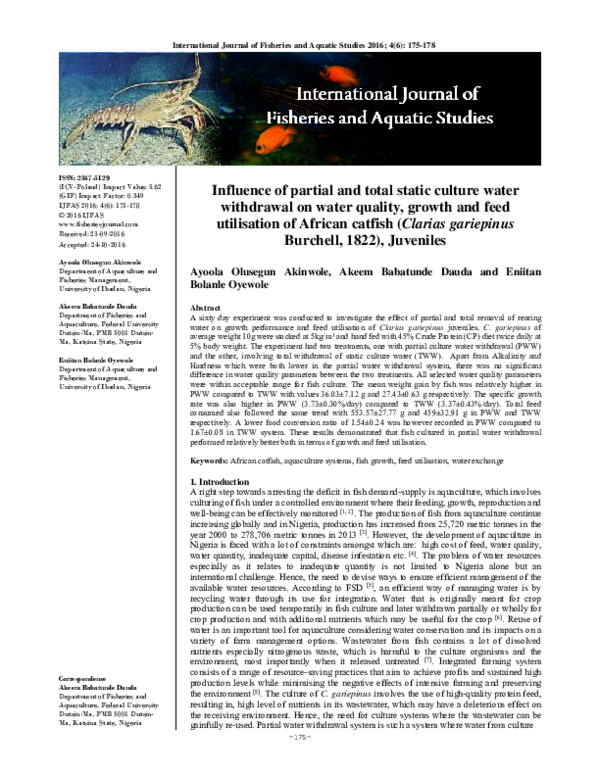 (PDF) International Journal of Fisheries and Aquatic Studies 2016; 4(6 ...