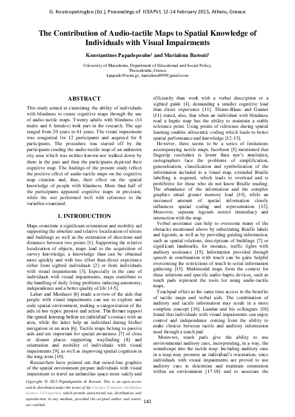 (PDF) The Contribution of Audio-tactile Maps to Spatial Knowledge of ...