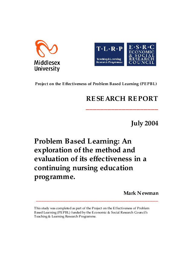 (PDF) Problem-based learning: An exploration of the method and ...