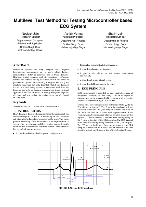 (PDF) Multilevel Test Method for testing microcontroller based ECG System