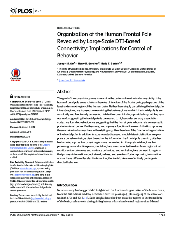 (PDF) Organization of the Human Frontal Pole Revealed by Large-Scale ...