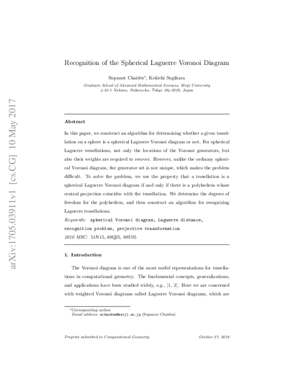 (PDF) Recognition of the Spherical Laguerre Voronoi Diagram