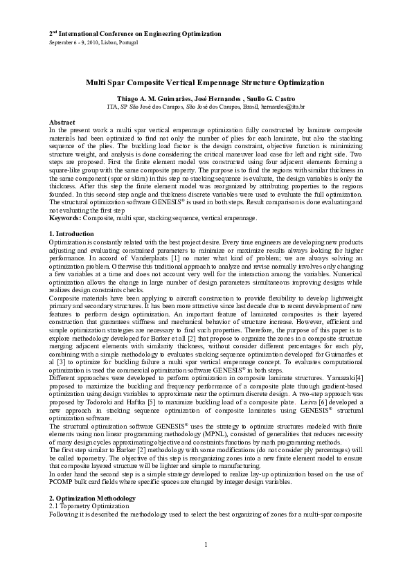 (PDF) Multi Spar Composite Vertical Empennage Structure Optimization