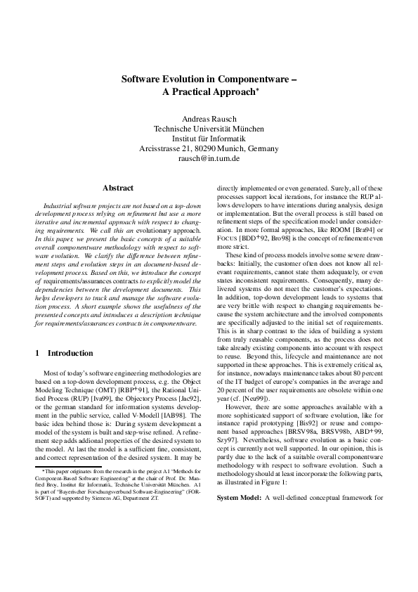 (PDF) Software evolution in componentware - a practical approach | Andreas Rausch - Academia.edu