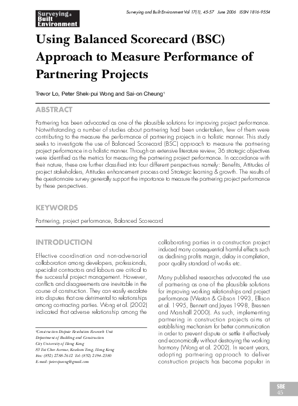 (PDF) Using Balanced Scorecard (BSC) approach to measure performance of ...