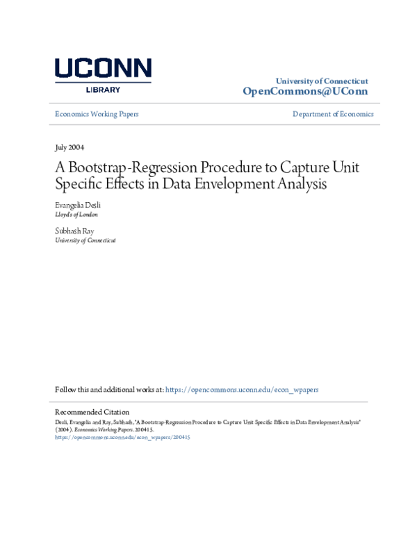 (PDF) A bootstrap-regression procedure to capture unit specific effects ...