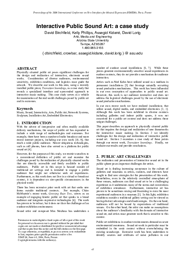 (PDF) Interactive public sound art: a case study