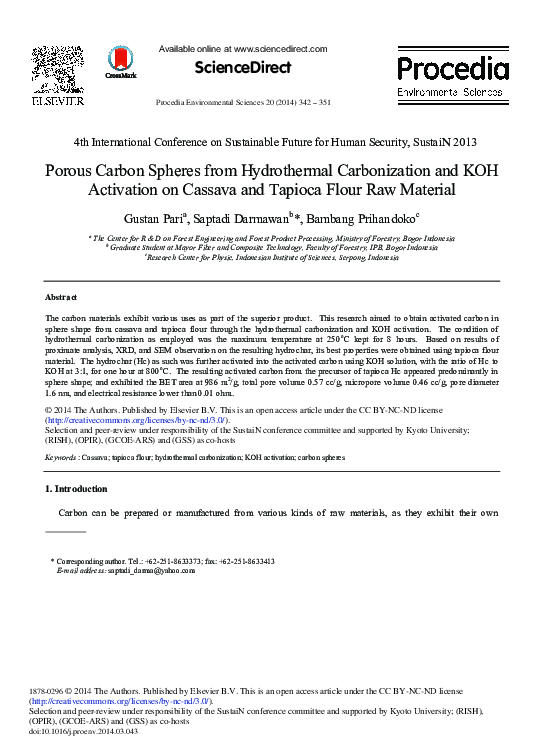 (PDF) Porous Carbon Spheres from Hydrothermal Carbonization and KOH ...