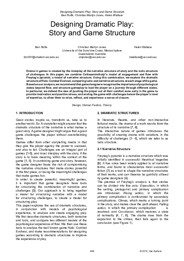 (PDF) Designing dramatic play: story and game structure