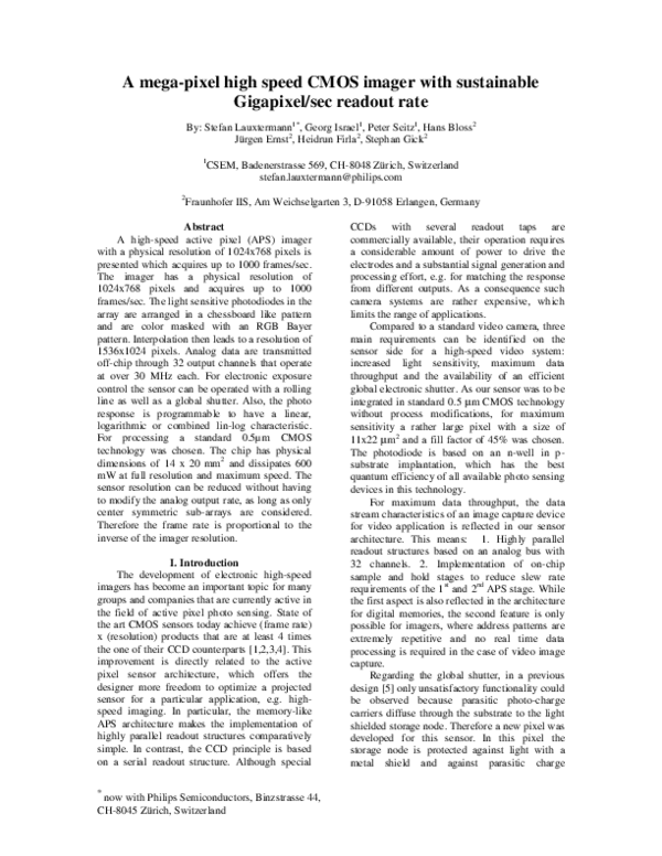(PDF) A mega-pixel high speed CMOS imager with sustainable Gigapixel ...