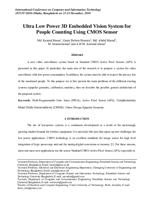 (PDF) Ultra Low Power 3D Embedded Vision System for People Counting Using CMOS Sensor