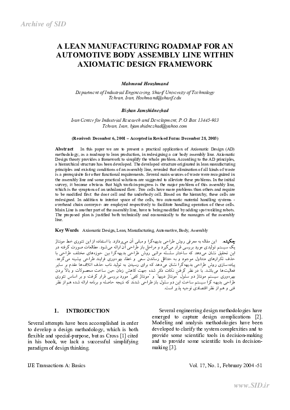 (PDF) A Lean Manufacturing Roadmap for an Automotive Body Assembly Line ...