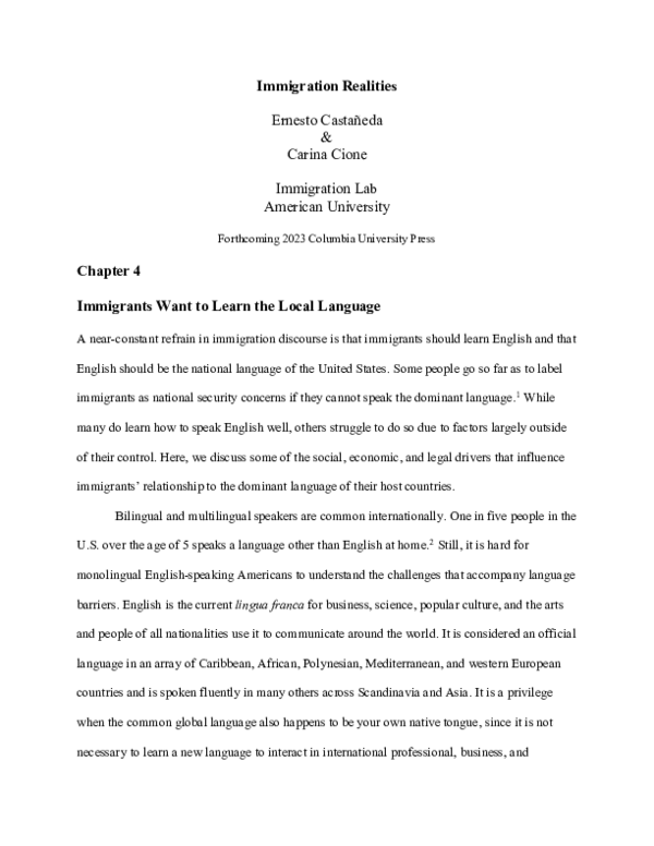 (PDF) Immigrants Want to Learn the Local Language
