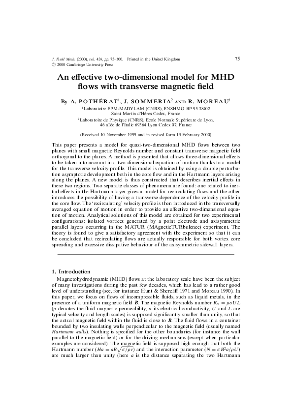 (PDF) An effective two-dimensional model for MHD flows with transverse ...