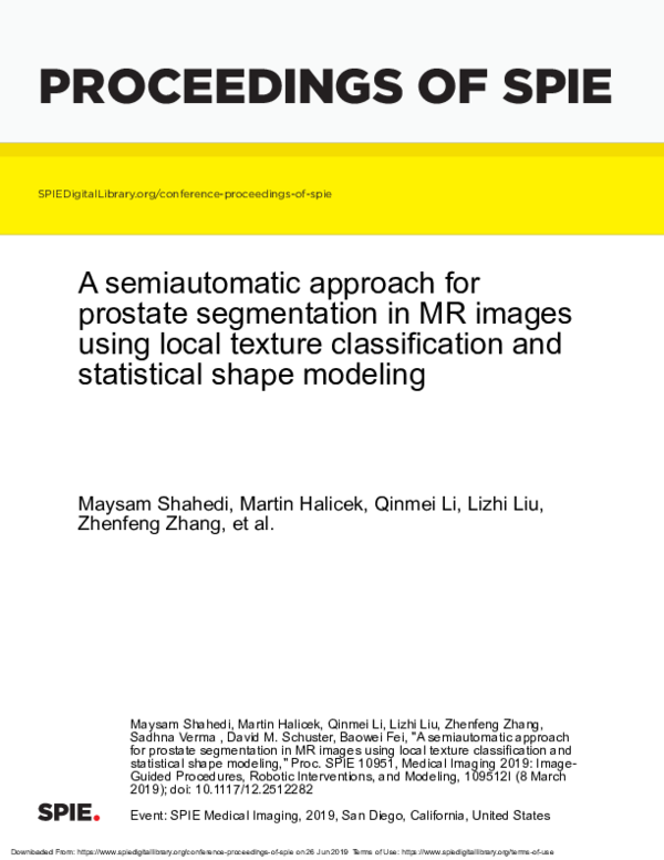 (PDF) A semiautomatic approach for prostate segmentation in MR images using local texture ...
