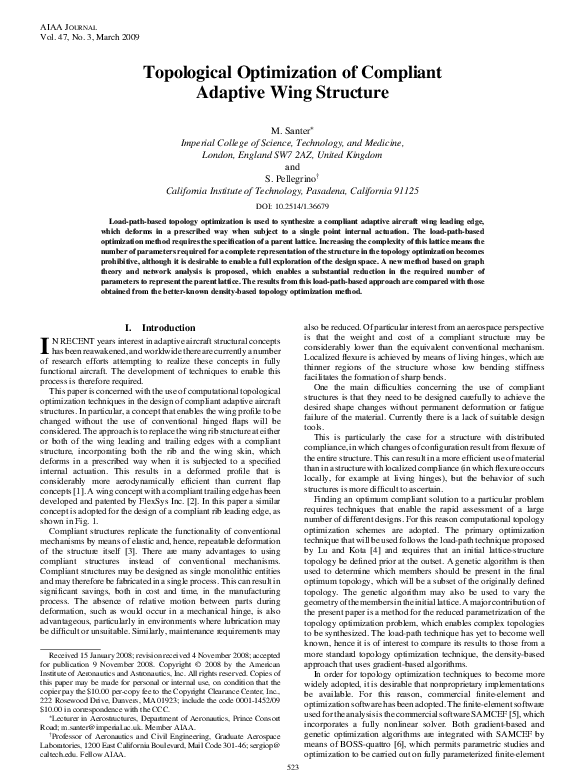 (PDF) Topological Optimization of Compliant Adaptive Wing Structure