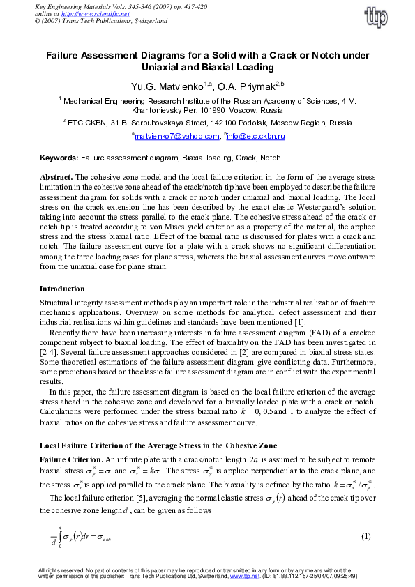 (PDF) Failure Assessment Diagrams for a Solid with a Crack or Notch ...