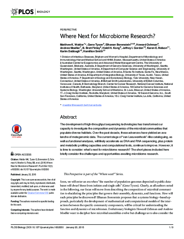 (PDF) Where Next for Microbiome Research? | Matthew Waldor - Academia.edu