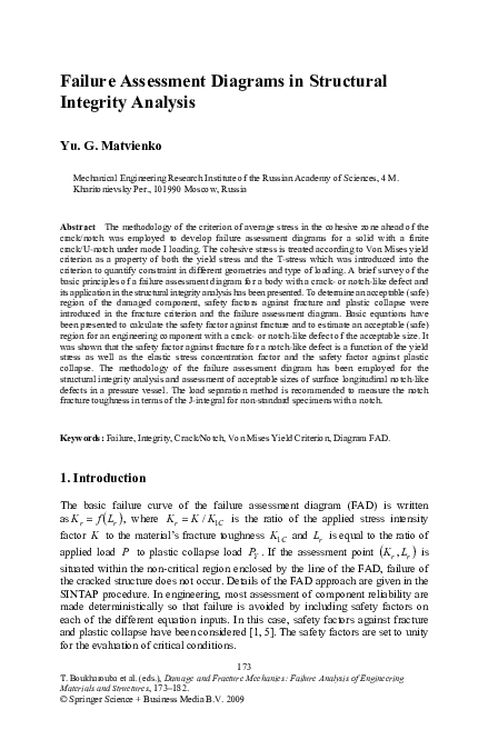 (PDF) Failure Assessment Diagrams in Structural Integrity Analysis
