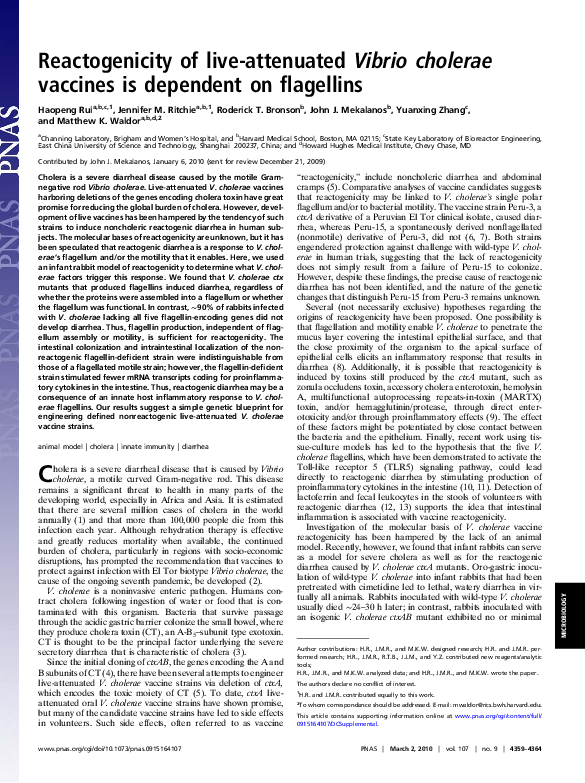 (PDF) Reactogenicity of live-attenuated Vibrio cholerae vaccines is ...