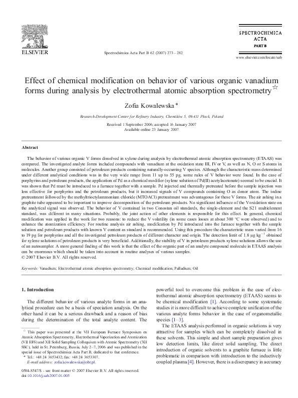 (PDF) Effect of chemical modification on behavior of various organic ...