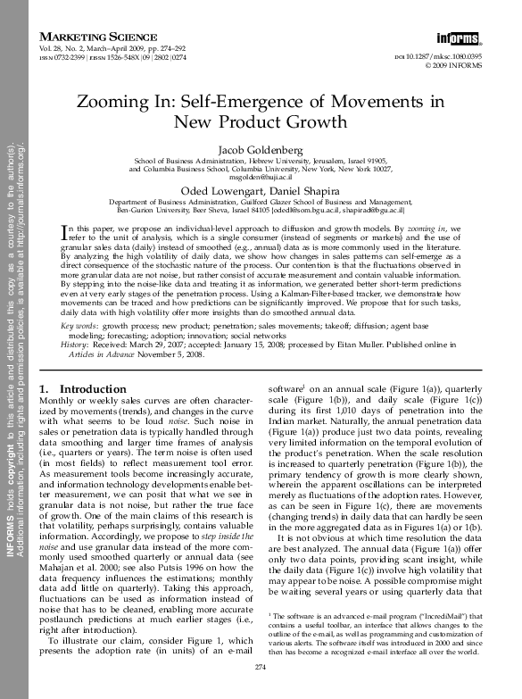 (PDF) Zooming In: Self-Emergence of Movements in New Product Growth