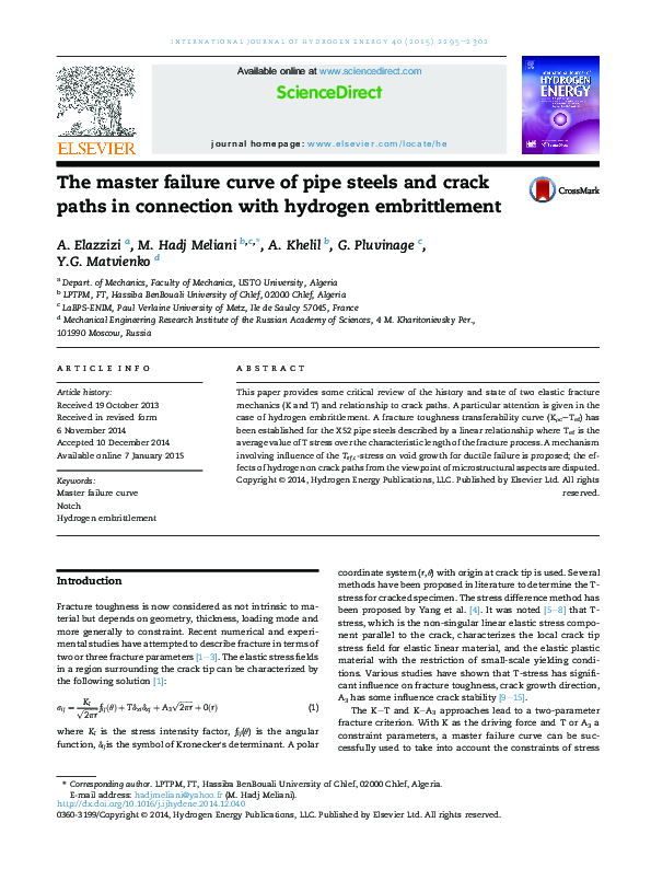 (PDF) The master failure curve of pipe steels and crack paths in ...