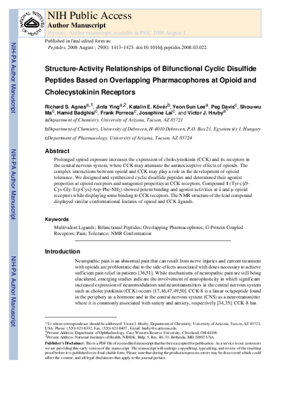 (PDF) Structure−Activity Relationships of Bifunctional Peptides Based ...
