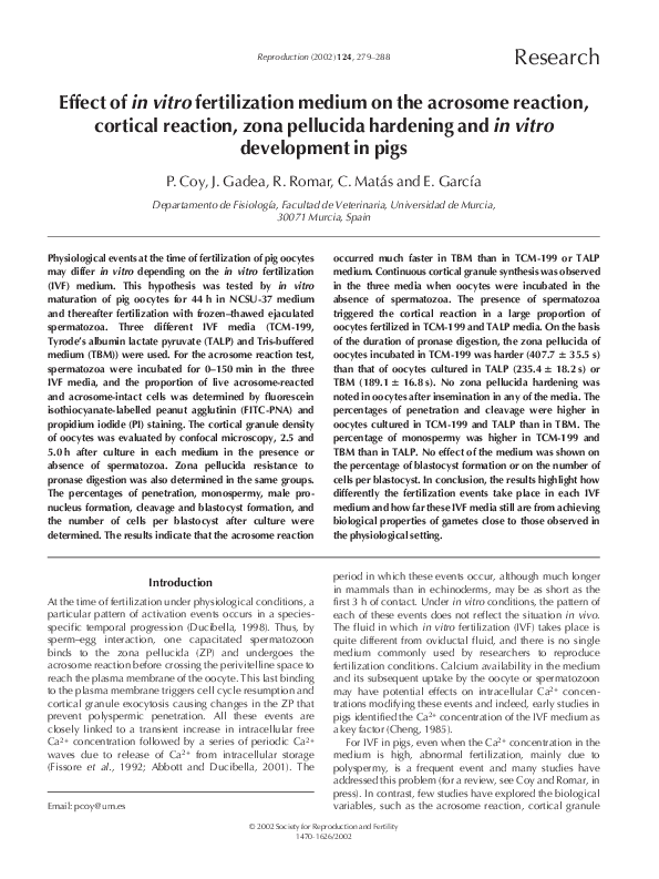 (PDF) Effect of in vitro fertilization medium on the acrosome reaction ...