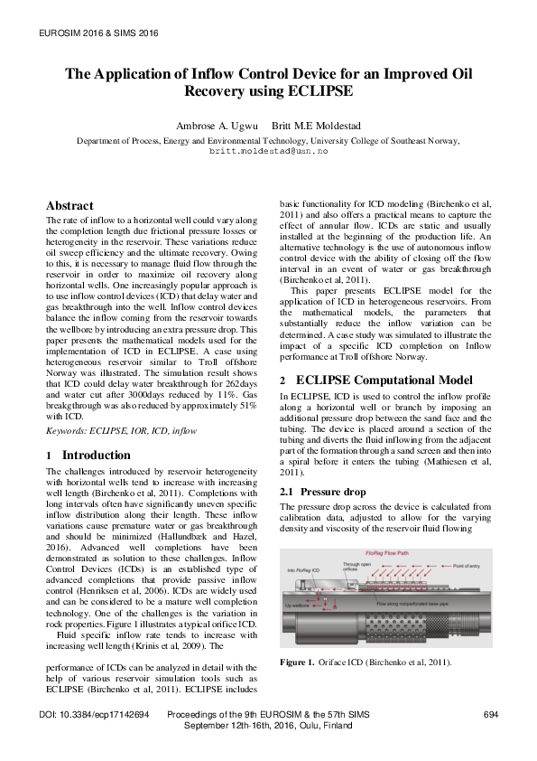 (PDF) The Application of Inflow Control Device for an Improved Oil ...