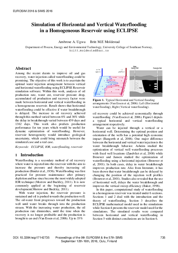 (PDF) Simulation of Horizontal and Vertical Waterflooding in a Homogeneous Reservoir using ECLIPSE