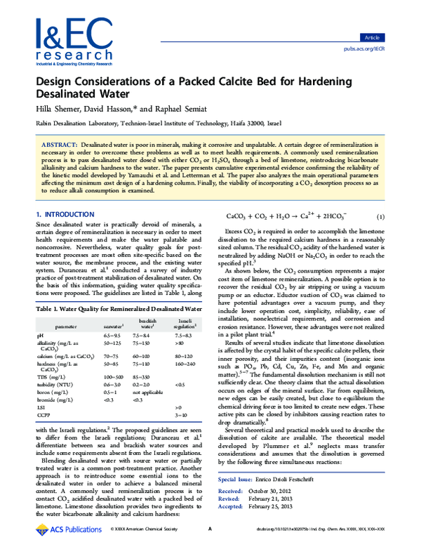 (PDF) Design Considerations of a Packed Calcite Bed for Hardening ...