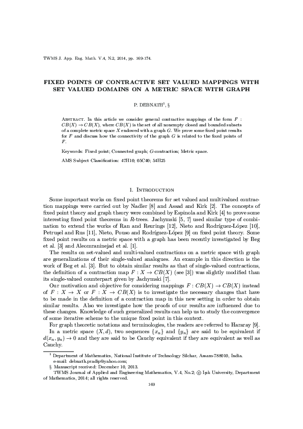 Pdf Fixed Points For Graph Connected Mappings