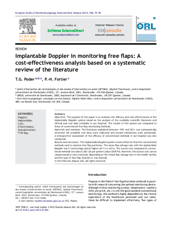 (PDF) Implantable Doppler in monitoring free flaps: a cost ...