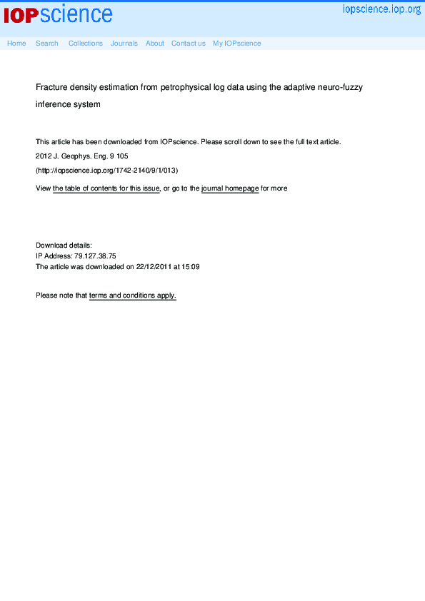 (PDF) Fracture density estimation from petrophysical log data using the adaptive neuro-fuzzy ...