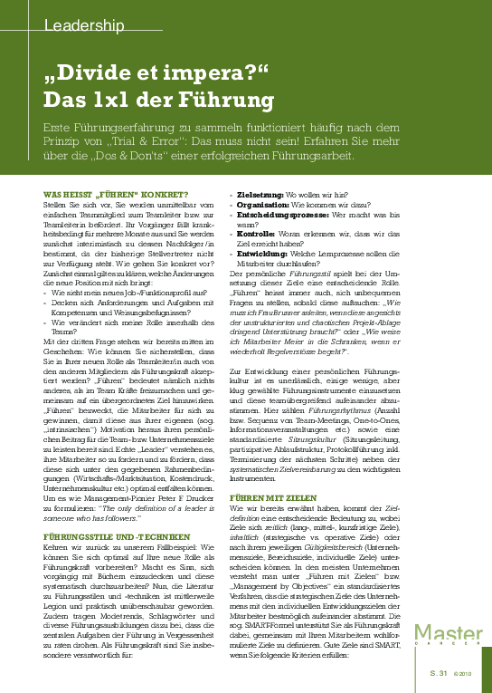 (PDF) «Divide et impera?» Das 1x1 der Führung