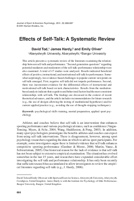 (PDF) Effects of Self-Talk: A Systematic Review