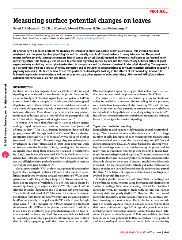 (PDF) Measuring surface potential changes on leaves