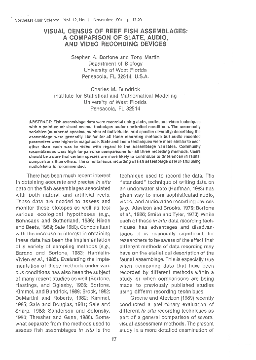(PDF) Visual Census of Reef Fish Assemblages: A Comparison of Slate ...