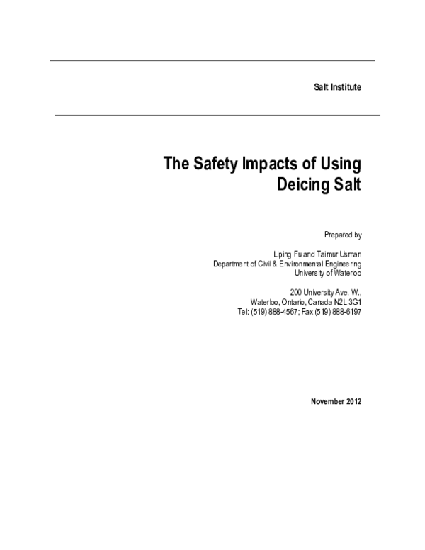 (PDF) The Safety Impacts of Using De-icing Salt. Report prepared for ...