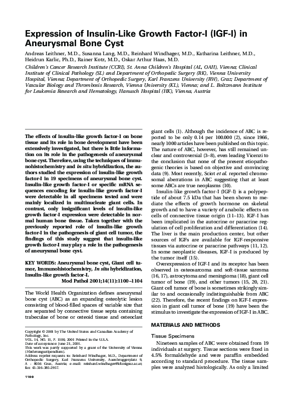 (PDF) Expression of Insulin-Like Growth Factor-I (IGF-I) in Aneurysmal ...