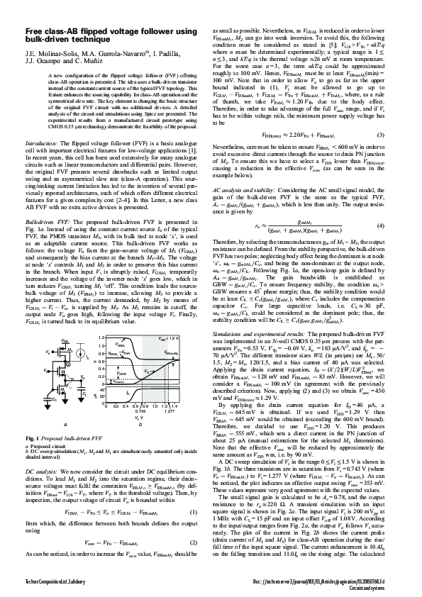 (PDF) Free class-AB flipped voltage follower using bulk-driven technique
