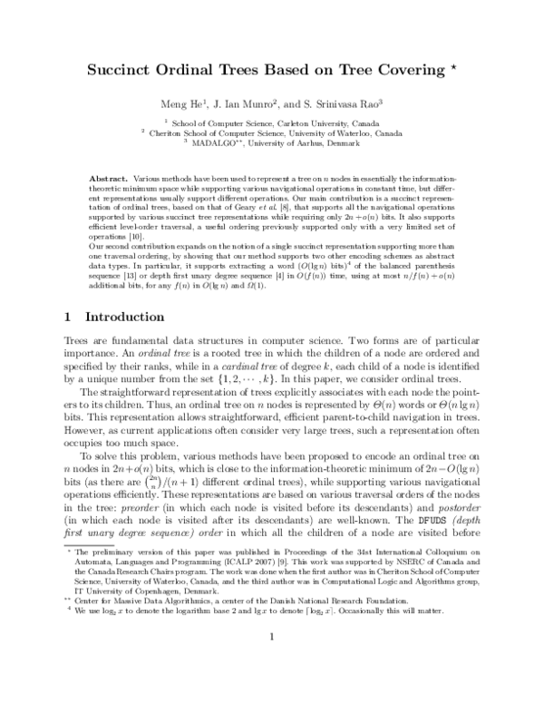 (PDF) Succinct ordinal trees based on tree covering