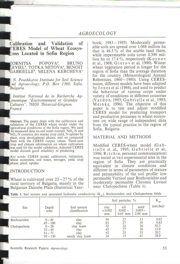 Pdf Calibration And Validation Of Ceres Model For Wheat Ecosystem In The Region Of Sofia
