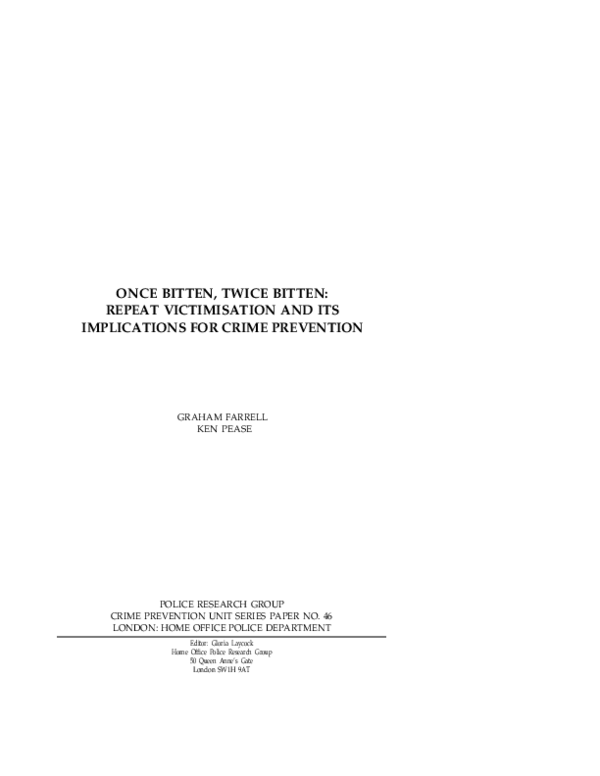 (PDF) Once bitten, twice bitten: Repeat victimisation and its ...